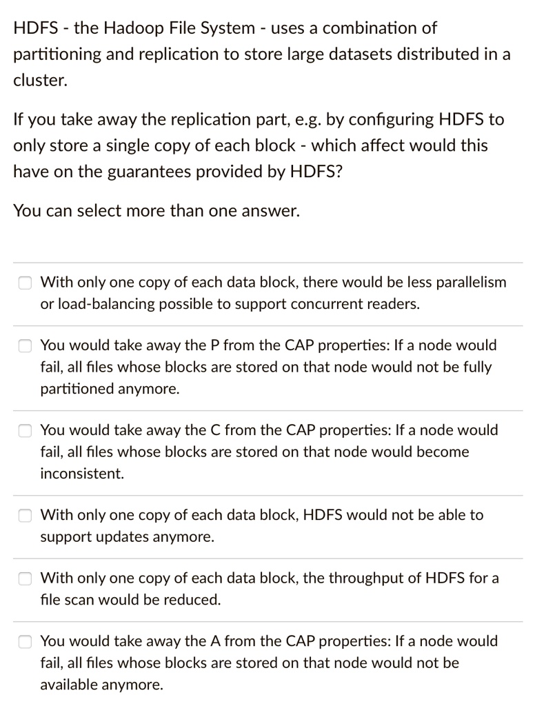 Solved Hdfs The Hadoop File System Uses A Combination Of 6588