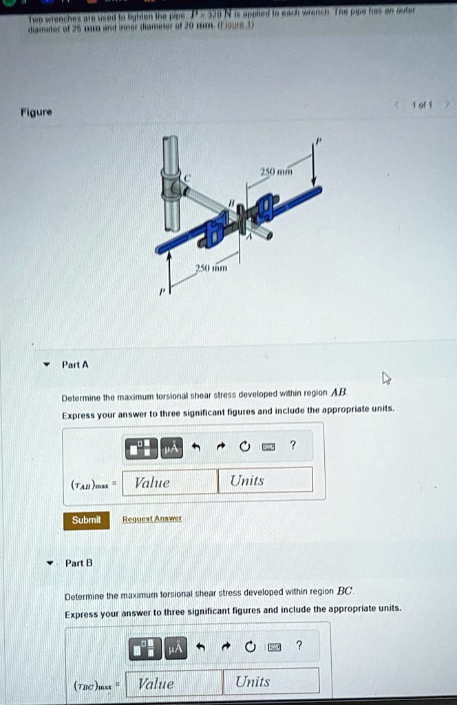 two wrenches are used to tighten the pipe p 320 n is applied to each ...