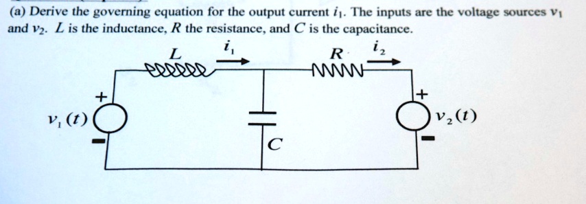 (a) Derive the governing equation for the output current i1. The inputs are the voltage sources ...