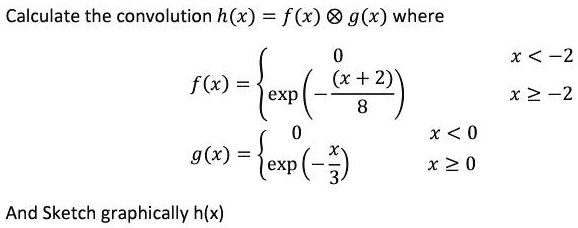 Calculate the convolution h(x) = f(x) g(x) wherex