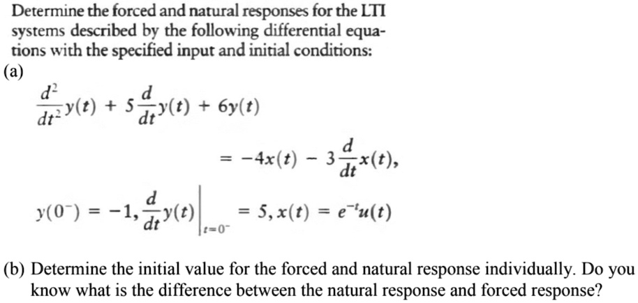 Determine the forced and natural responses for the LTI systems ...
