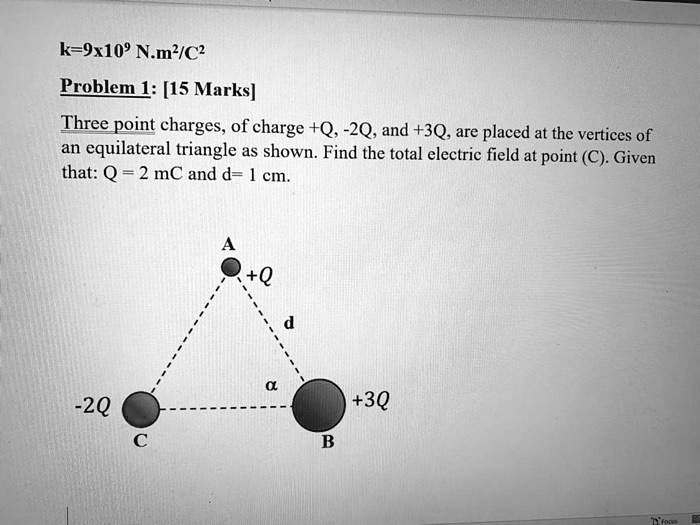 k 9x10 nmc problem l 15 marks three point charges of charge q 2qand 3q are placed at the ...