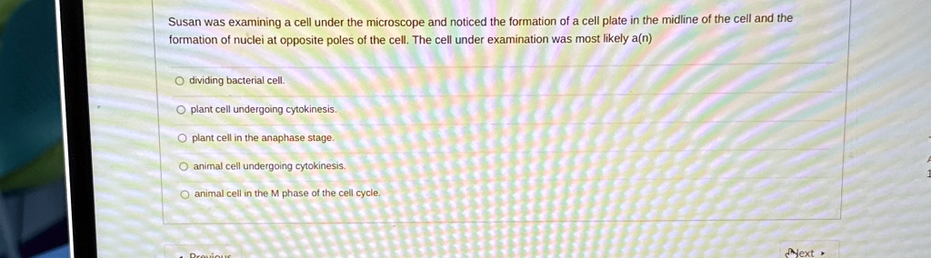 susan was examining a cell under the microscope and noticed the ...