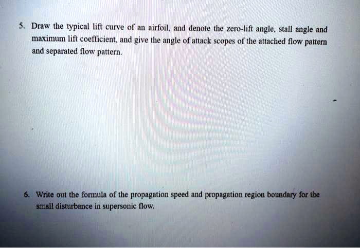 5. Draw the typical lift curve of an airfoil and denote the zero-lift ...