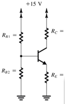 SOLVED: Design the NPN BJT bias circuit shown below to give IC = 10 mA, VCE = 5 V, and VE = 2 V ...