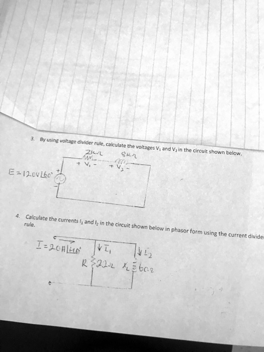 SOLVED: By using the voltage divider rule, calculate the voltages V and Vin in the circuit shown ...
