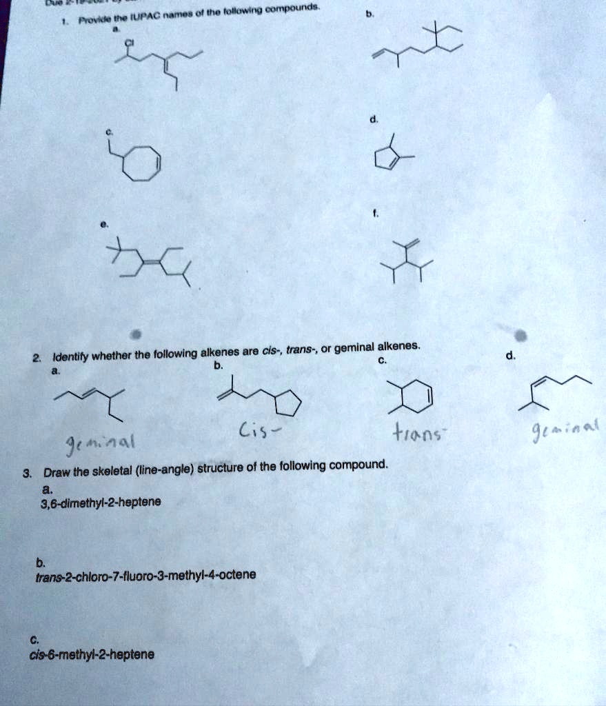 SOLVED: IUPAC names of the blackwin compounds are required to determine ...