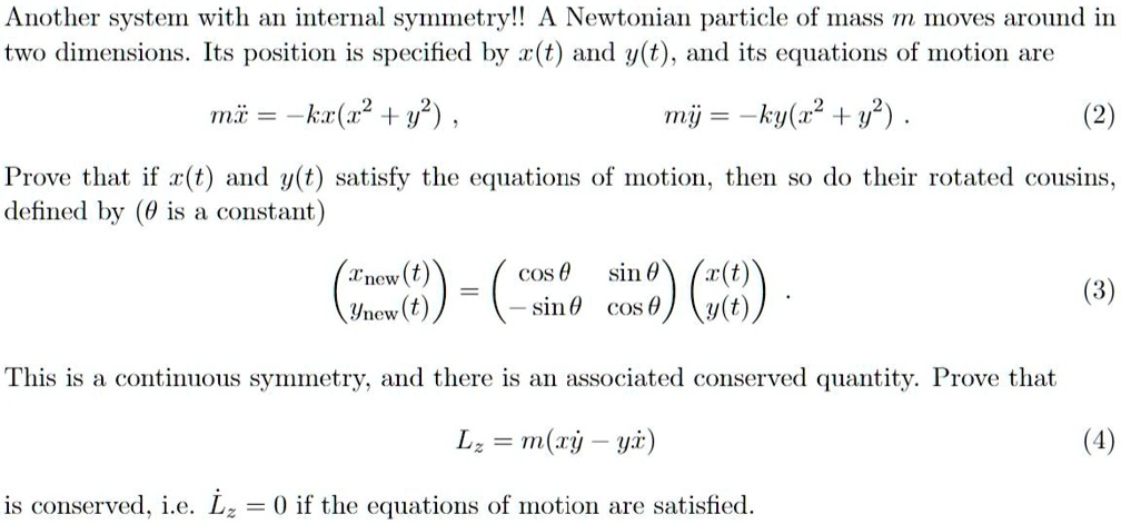 another system with an internal symmetry a newtonian particle of mass m ...