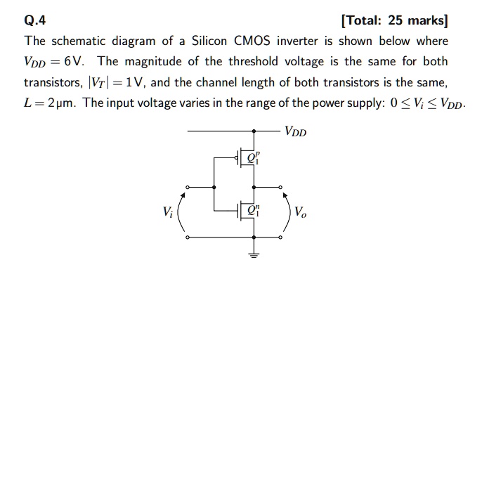 SOLVED: The schematic diagram of a Silicon CMOS inverter is shown below ...