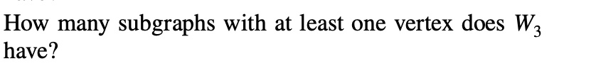 how many subgraphs with at least one vertex does w3 have 32028