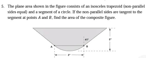 5. The plane area shown in the figure consists of an isosceles trapezoid (non-parallel sides ...