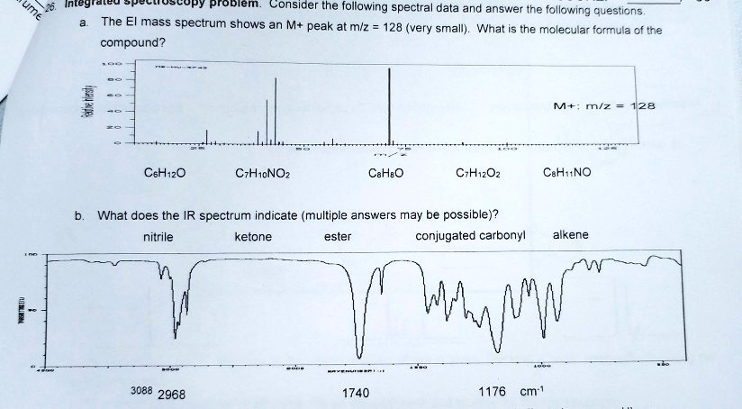 SOLVED: Copy Problem: Consider the following spectral data and answer ...