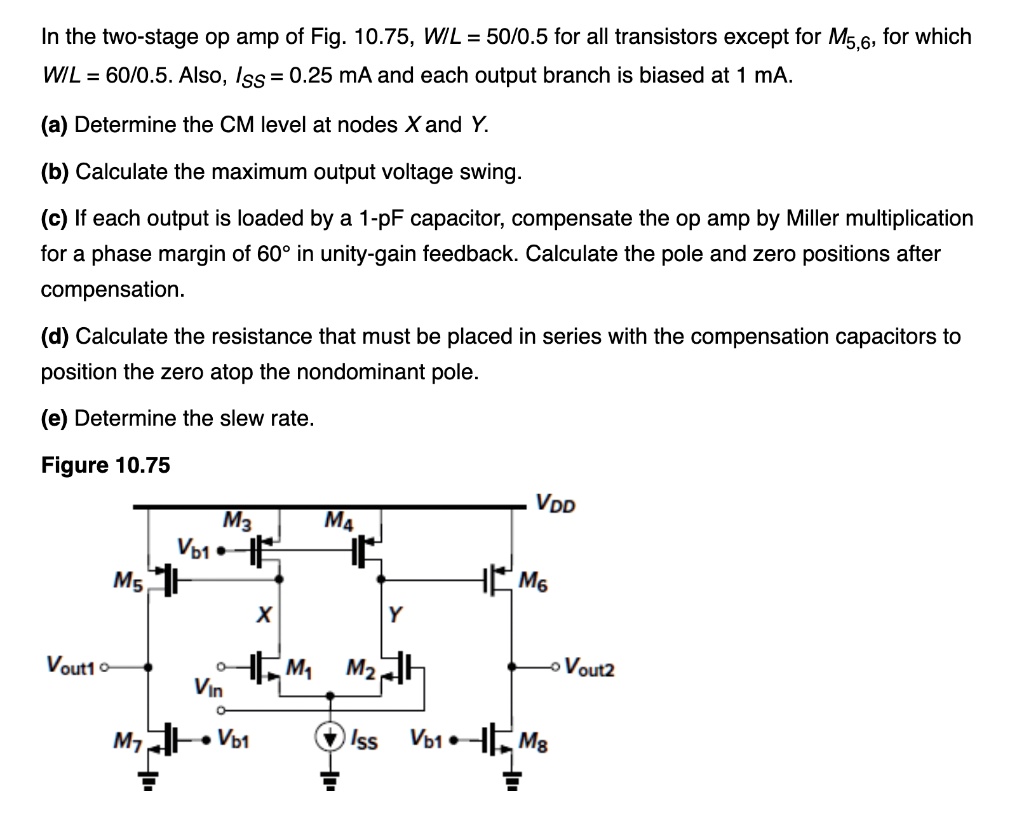 in the two stage op amp of fig 1075 wil 5005 for all transistors except ...