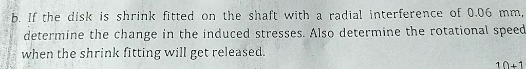 b. If the disk is shrink fitted on the shaft with a radial interference ...
