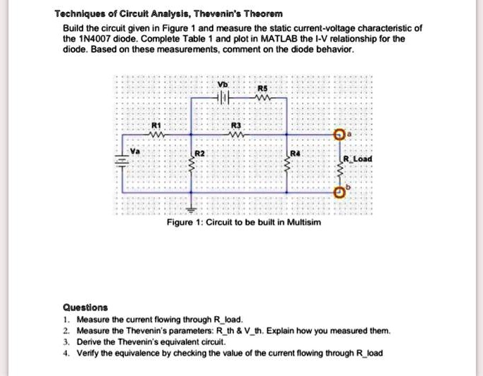 SOLVED: Build the circuit below using a 3D breadboard in Multisim. Techniques of Circuit ...