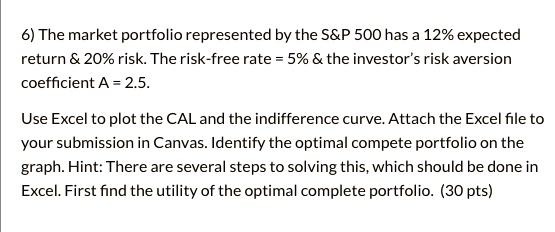 6the market portfolio represented by the sp500 has a 12expected return ...