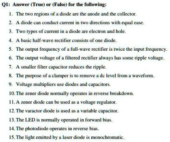 1. The two regions of a diode are the anode and the cathode. 2. A diode ...