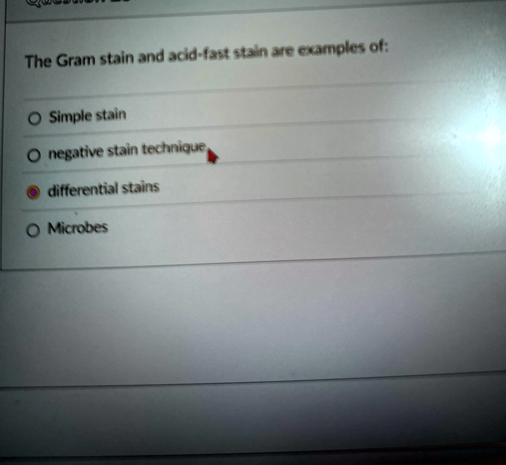 the gram stain and acid fast stain are examples of simple stain ...