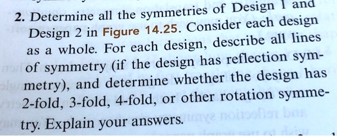 2. Determine all the symmetries of Design 1 and Design 2 in Figure 14. ...