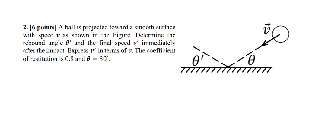 SOLVED: 2. [6 points] A ball is projected toward a smooth surface with ...