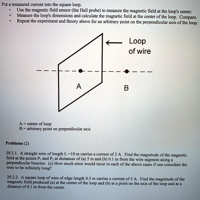 SOLVED: Put measured current into the square loop. Use the magnetic ...