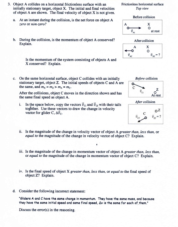 object a collides on a horizontal frictionless surface with an initially stationary target ...