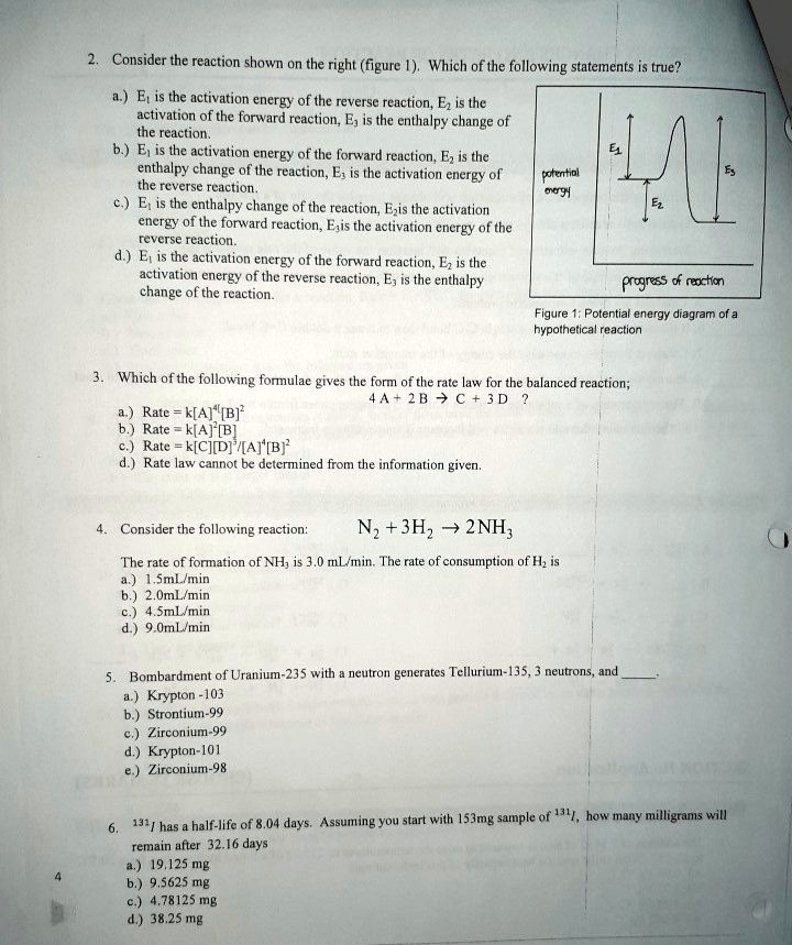 2. Consider the reaction shown on the right (figure 1). Which of the ...