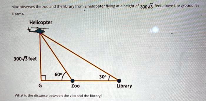 Max observes the zoo and the library from a helicopter flying at a ...