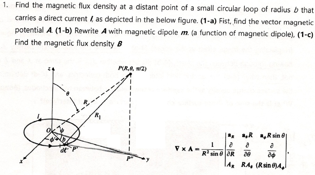 1. Find the magnetic flux density at a distant point of a small ...