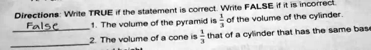 Directions: Write TRUE if the statement is correct. Write FALSE if it is incorrect. False 1. The ...