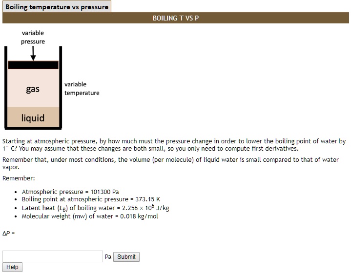 Boiling temperature vs pressure BOILING T VS P variable pressure gas ...