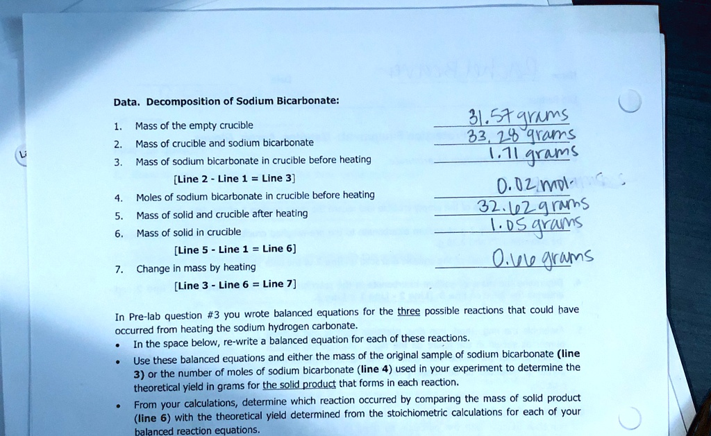decomposition of sodium bicarbonate data decomposition of sodium ...