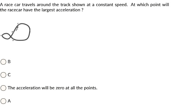 A race car travels around the track shown at a constant speed. At which ...
