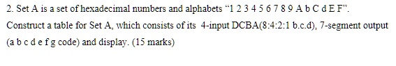 SOLVED: Set A is a set of hexadecimal numbers and alphabets 1 2 3 4 5 6 ...
