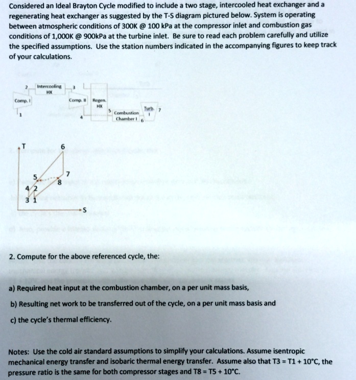 SOLVED: Considered an Ideal Brayton Cycle modified to include a two-stage, intercooled heat ...