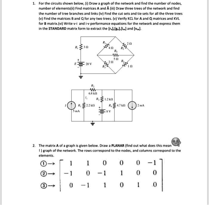 SOLVED: For the circuits shown below: (i) Draw a graph of the network ...