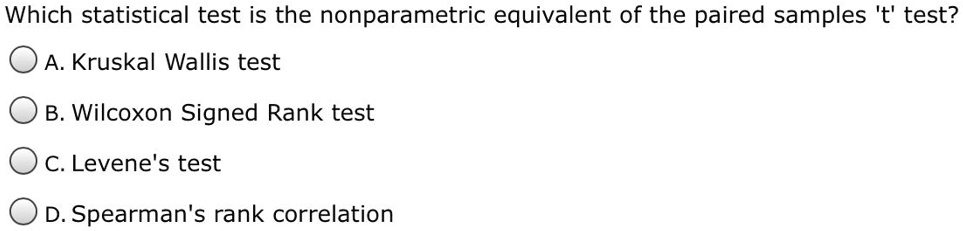 Which statistical test is the nonparametric equivalent of...