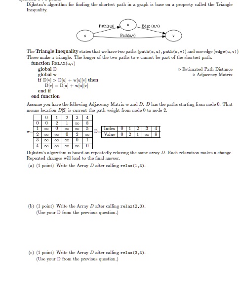 SOLVED: Dijkstra's algorithm for finding the shortest path in a graph ...