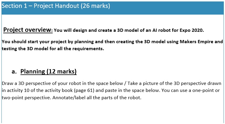 Section 1 - Project Handout (26 marks) Project overview: You will ...