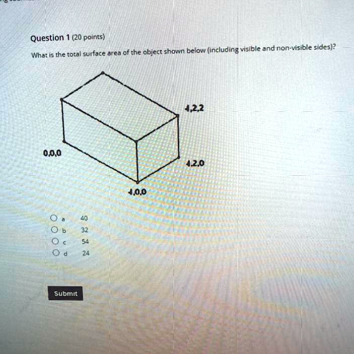 'What is the total surface area of the object shown below including ...