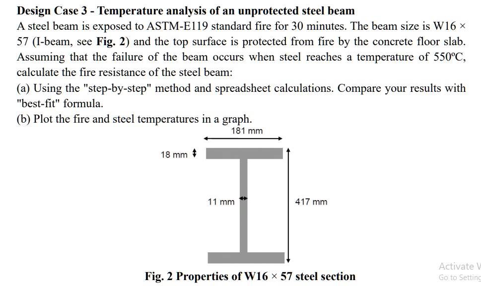design case 3 temperature analysis of an unprotected steel beam a steel ...