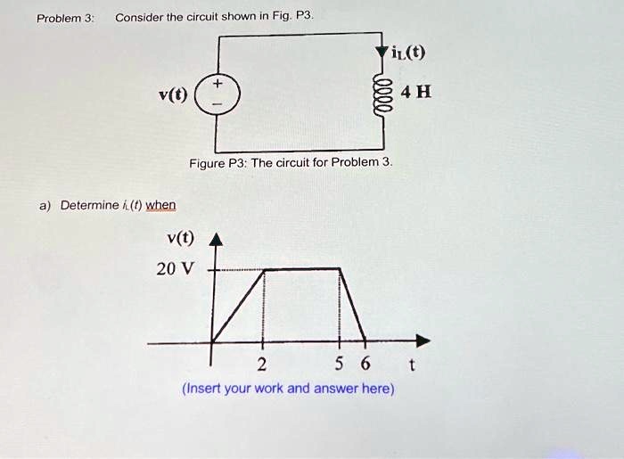 Problem 3: Consider the circuit shown in Fig. P3. iL(t) + v(t) - 4 H Figure P3: The circuit for ...