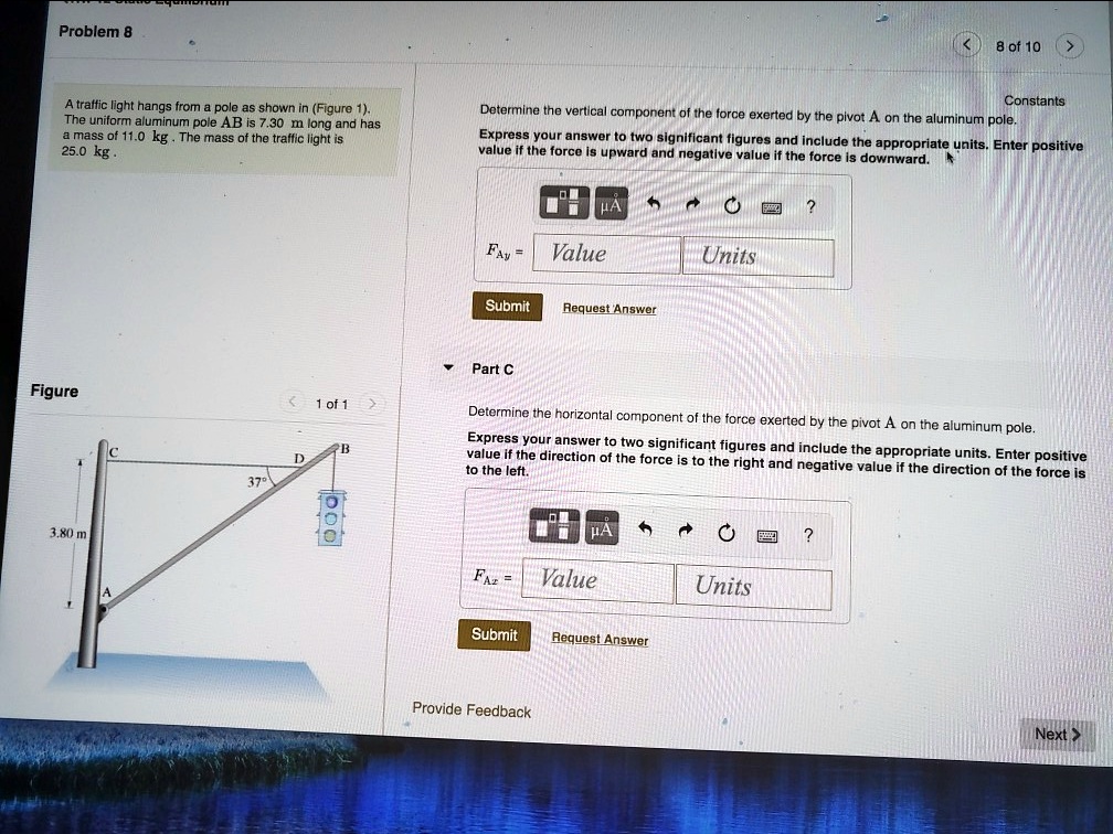 problem 8 8 of 10 a trattic light hangs from pole as shown in figure ...