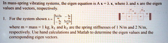 In mass-spring vibrating systems, the eigen equation is A x = λx, where ...