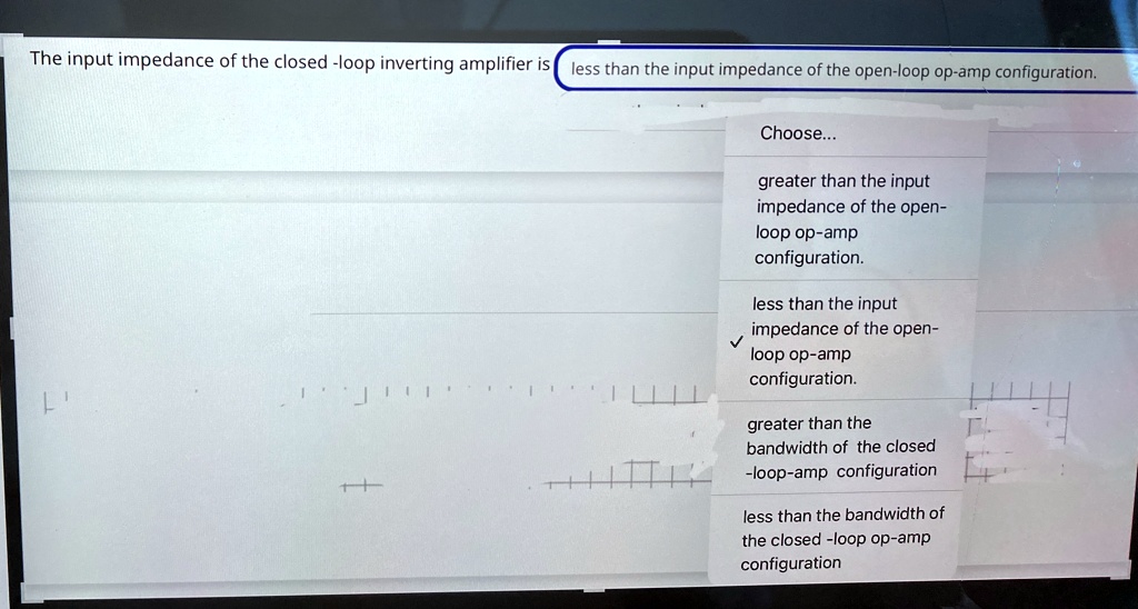 the input impedance of the closed loop inverting amplifier is less than ...