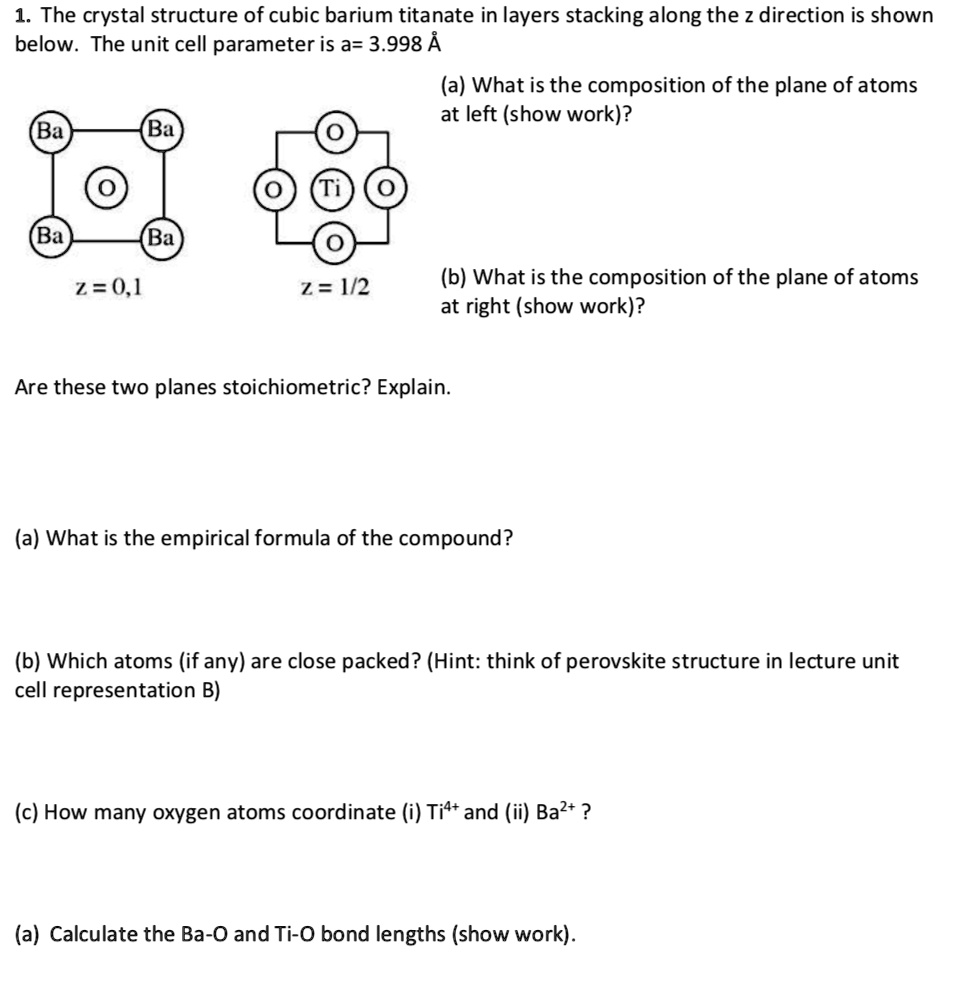 the crystal structure of cubic barium titanate in layers stacking along ...