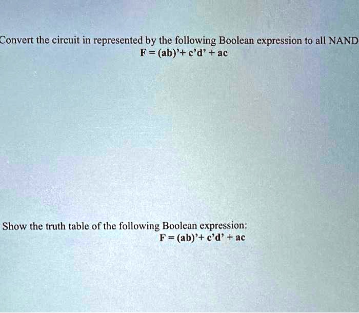 Solved Convert The Circuit Represented By The Following Boolean