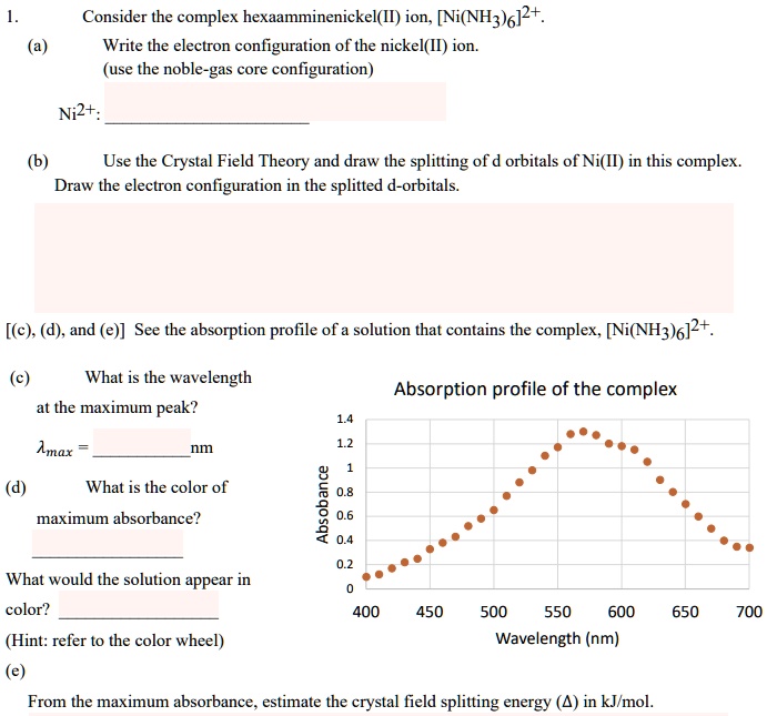 SOLVED: Consider the complex hexaamminenickel(II) ion . [Ni(NH3)6]2 ...