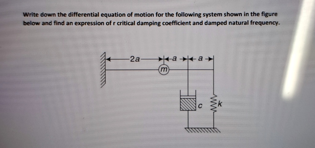 Write down the differential equation of motion for the following system shown in the figure ...