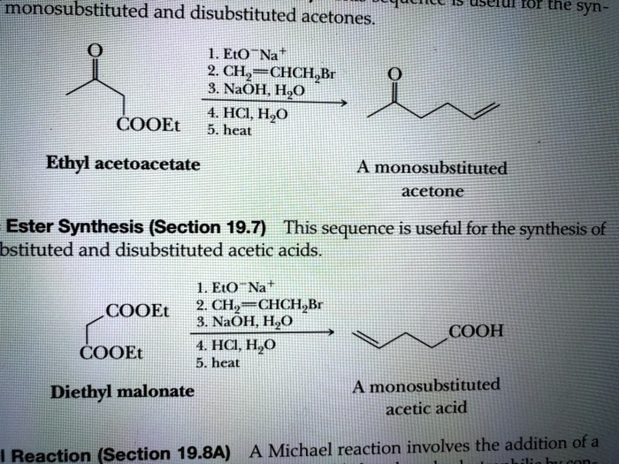 monosubstituted and disubstituted acetones. 1. EtO^-Na^+ 2. CH2=CHCH2Br ...